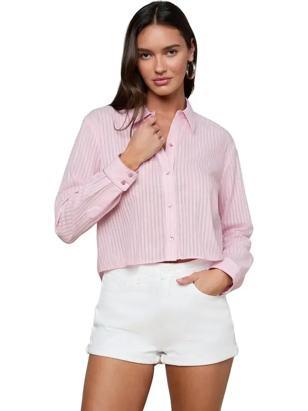 L'Agence Cosette Striped Shirt - Cameo Pink/ivory Stripe
