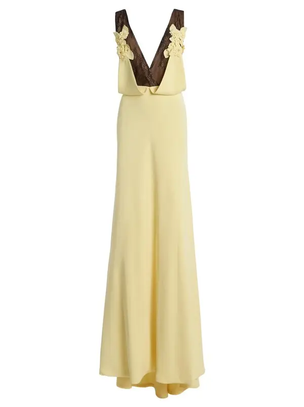 Costarellos Janessa Lace Gown - Yellow