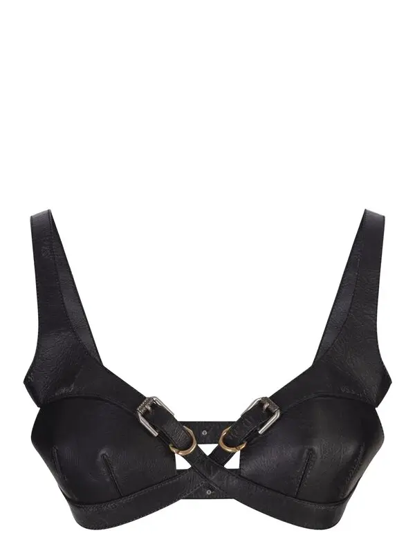 Givenchy Crisscross Leather Top - Black