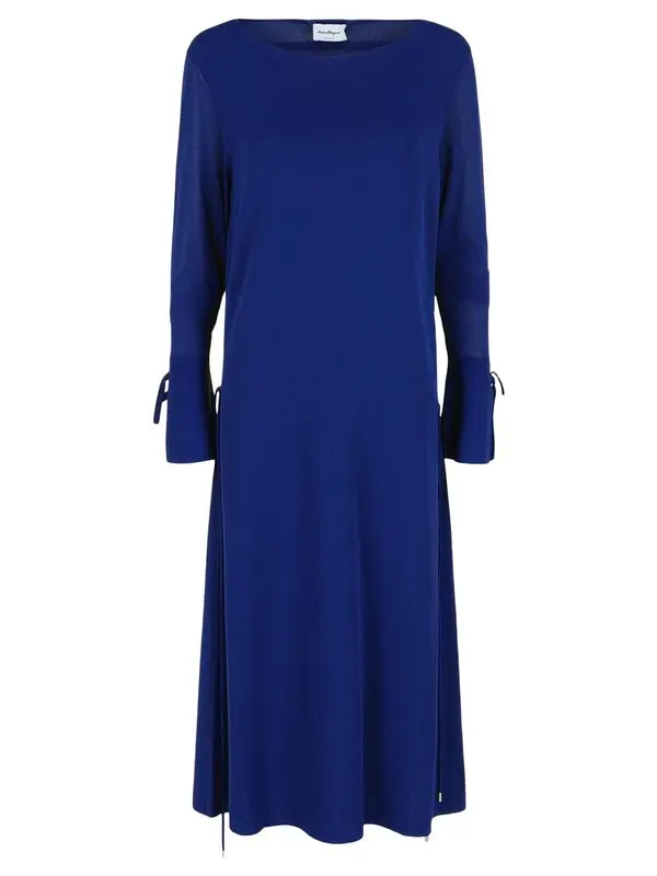 FERRAGAMO Long-sleeve Midi Dress - Blue