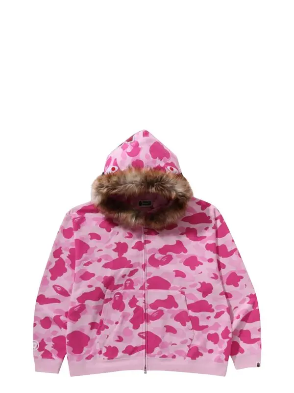 A BATHING APE X Cactus Jack X Don Toliver Faux Fur Shark Zip Hoodie - Pink
