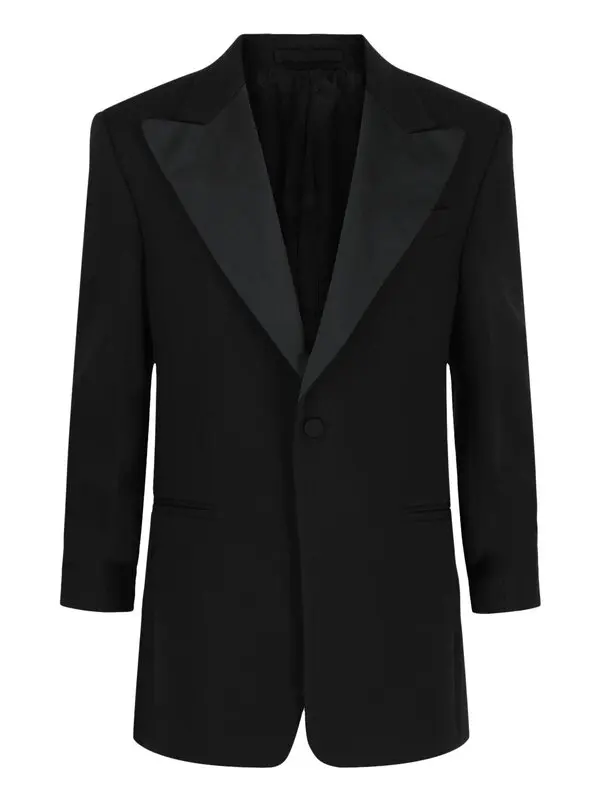 FERRAGAMO Silk Peaked Lapel Blazer - Black