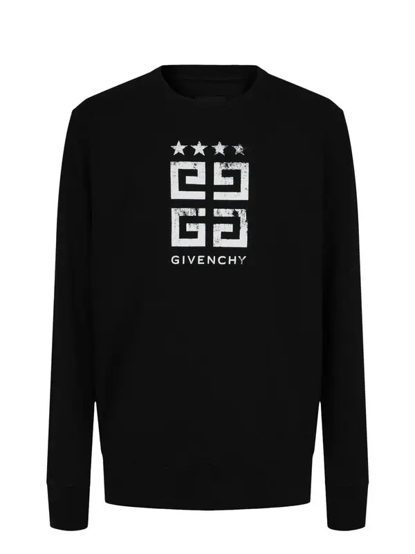 Givenchy Slim-fit Sweatshirt With 4g Logo And Stars - Black