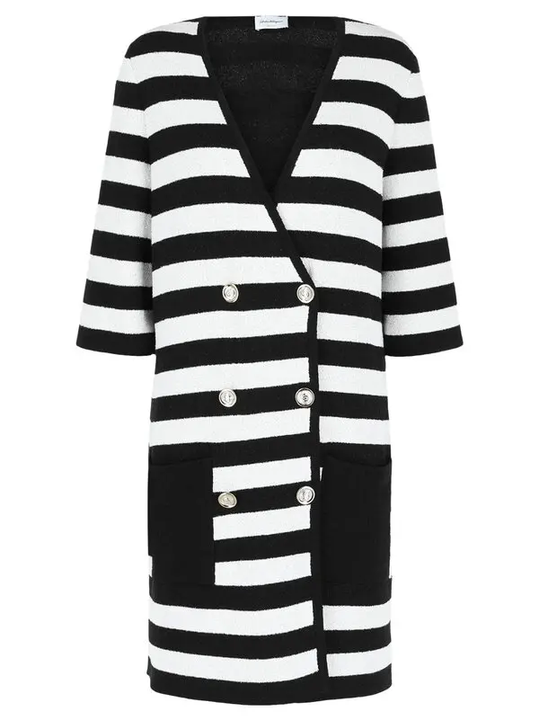FERRAGAMO Striped Double-breasted Dress - White