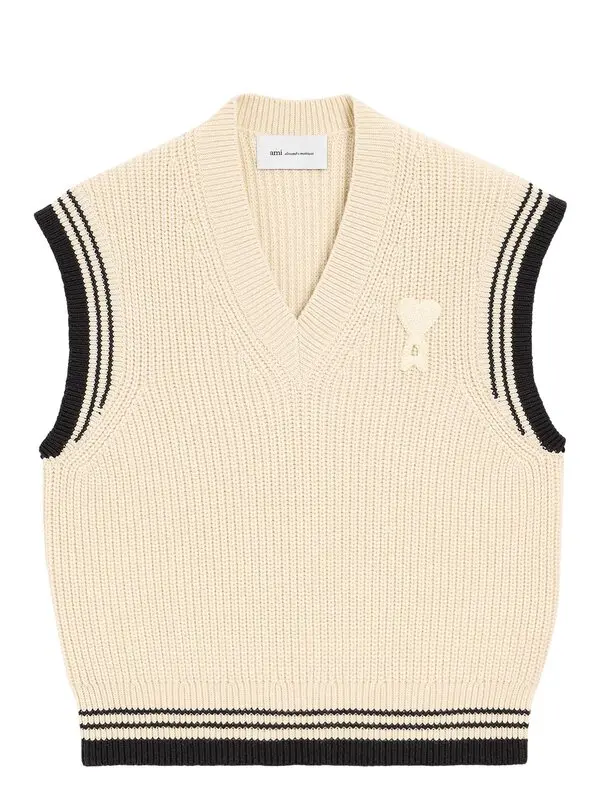 Ami V-neck Sleeveless Sweater - White