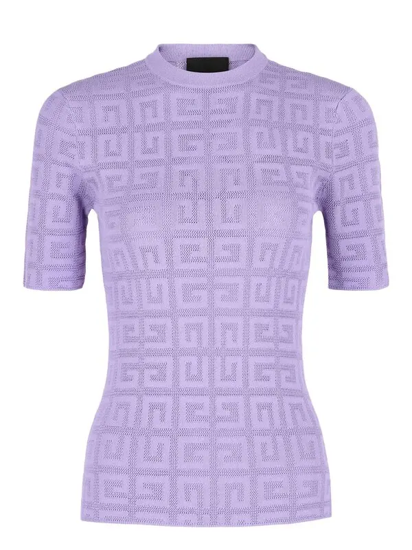 Givenchy 4g Monogram Short-sleeve Sweater - Purple
