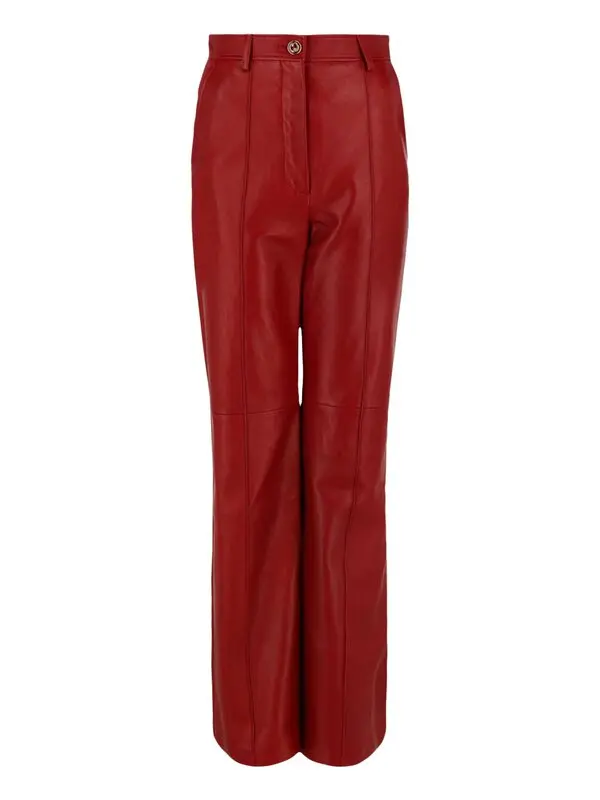 Gucci Leather Flare Pants - Red