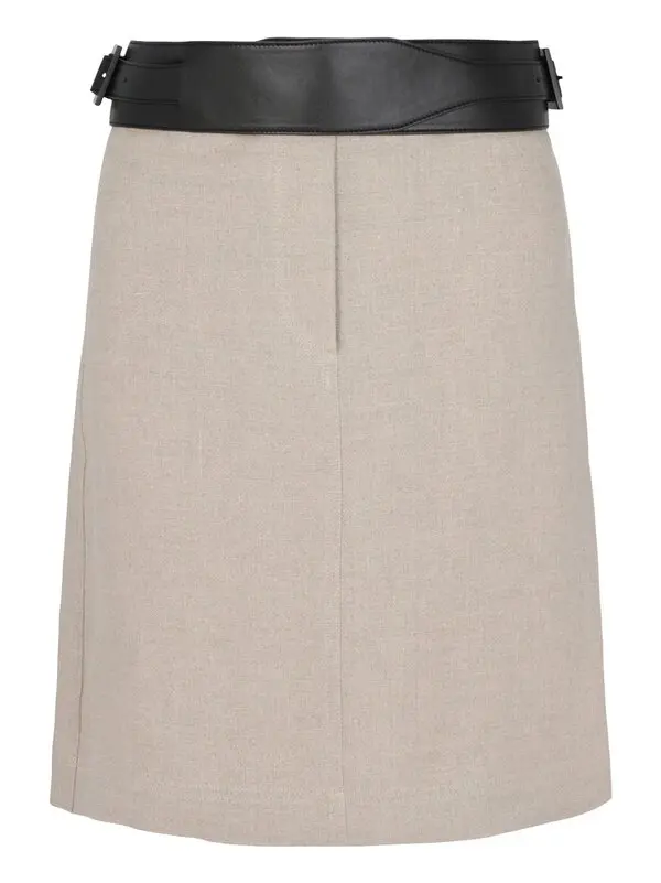 FERRAGAMO Skirt With Removable Leather Belt - Tan
