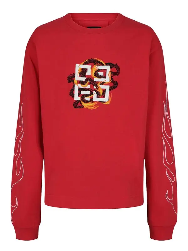 Givenchy Boxy Fit 4g Dragon Long-sleeve T-shirt - Red