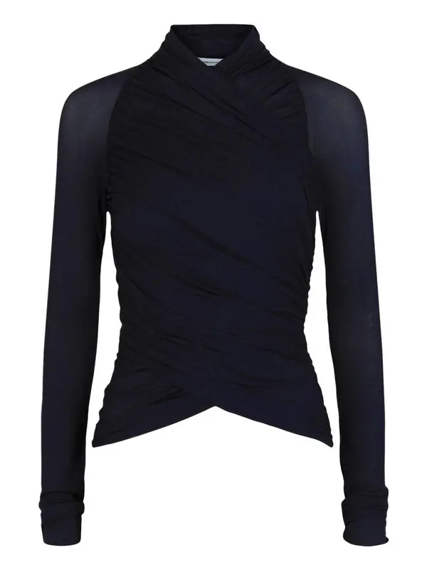 FERRAGAMO Ruched Long-sleeve Top - Blue