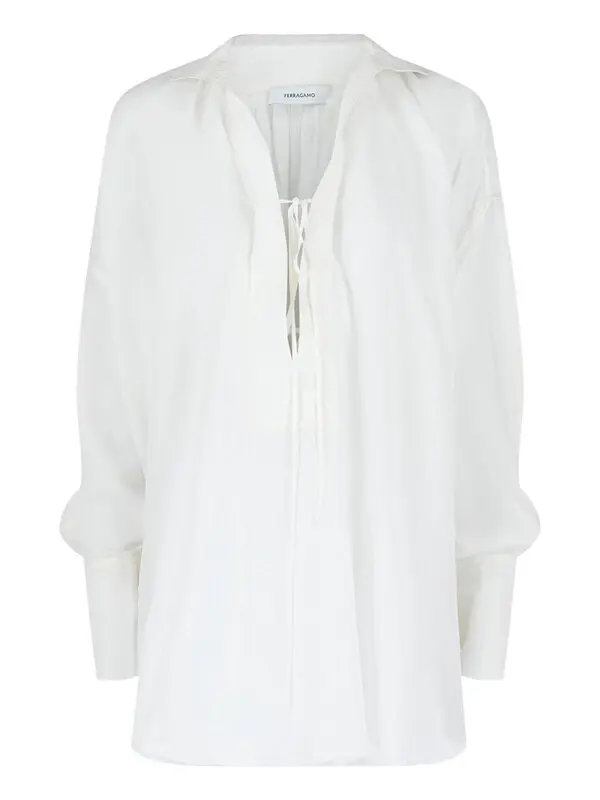 FERRAGAMO Silk-blend Tunic Top - White