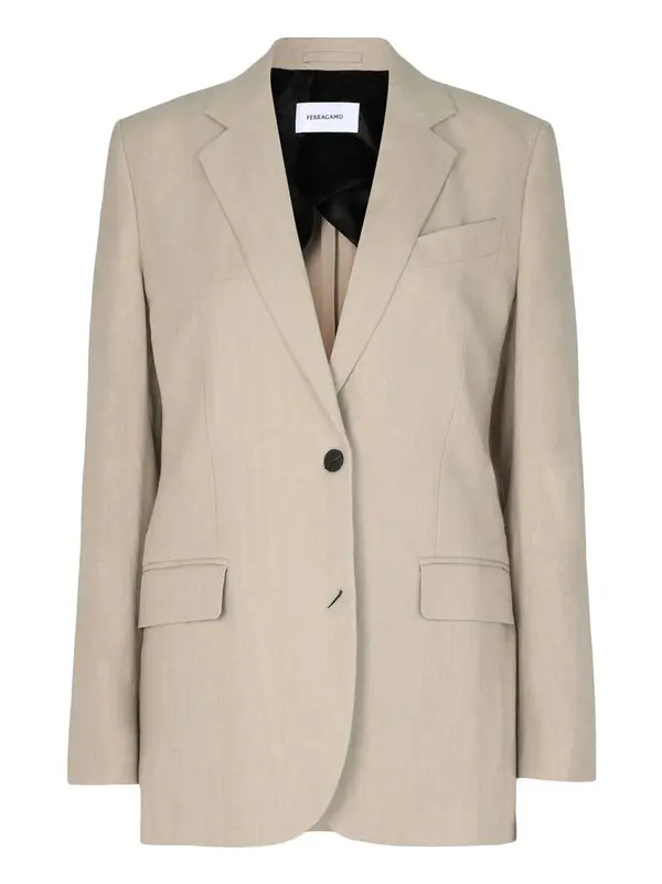FERRAGAMO Single-breasted Blazer - Cream