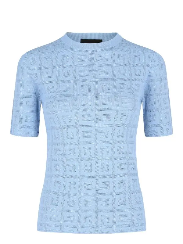 Givenchy 4g Monogram Short-sleeve Sweater - Blue