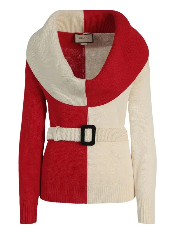 Gucci Chunky Wool Belted Sweater - White