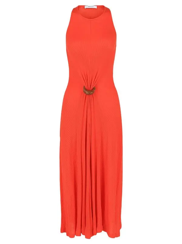 FERRAGAMO Sleeveless Ribbed Maxi Dress - Orange