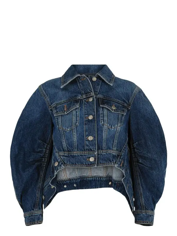 Alexander McQueen Cropped Cocoon Sleeve Denim Jacket - Blue