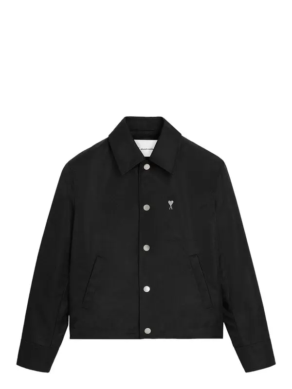 Ami Buttoned Jacket With De Coeur Stud - Black