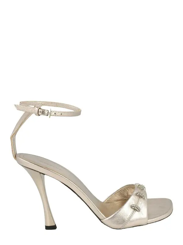 Givenchy Leather Stitch Heeled Sandal - Gold