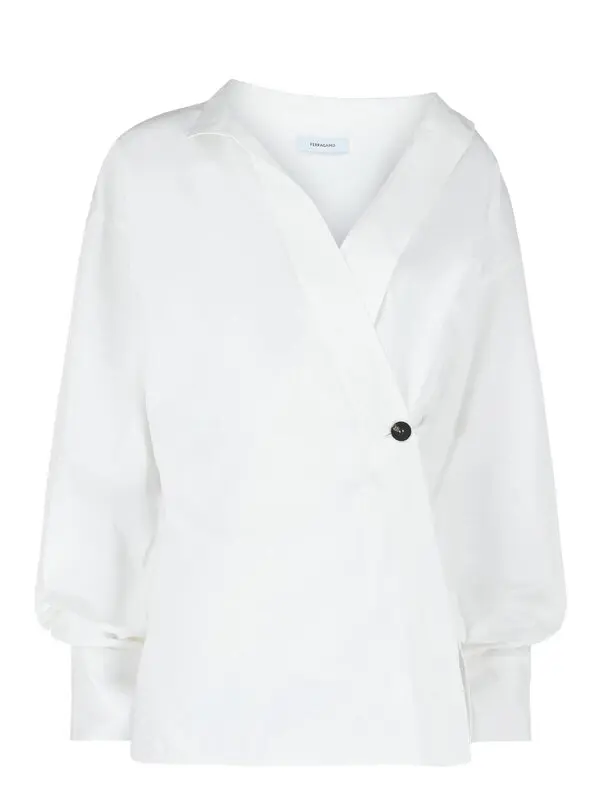 FERRAGAMO Asymmetric Cotton Dress Shirt - White