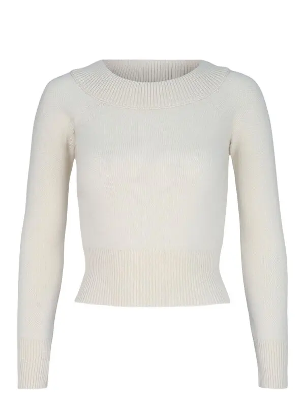 Alexander McQueen Off-the-shoulder Cashmere Blend Sweater - Cream