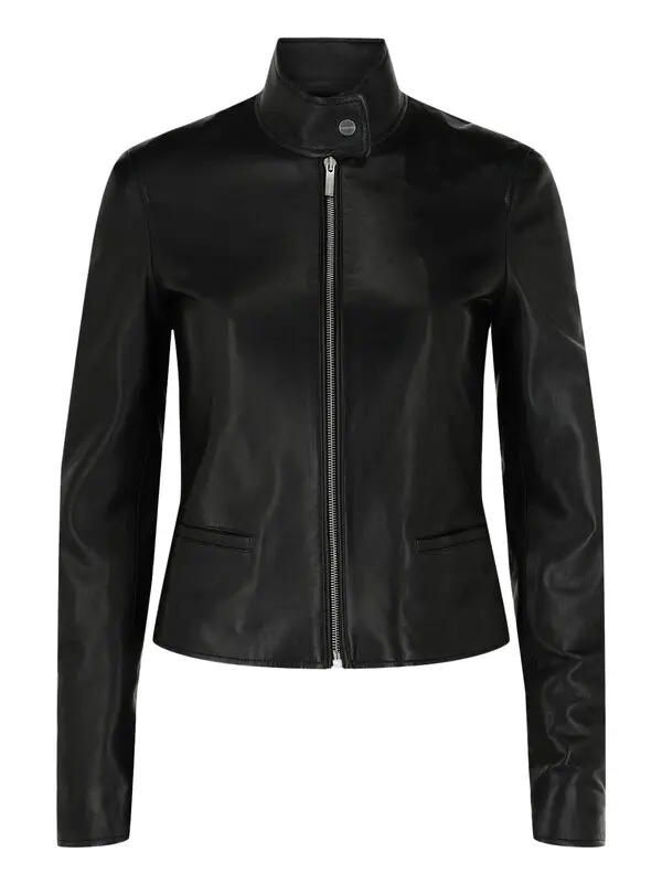 FERRAGAMO Leather Biker Jacket - Black