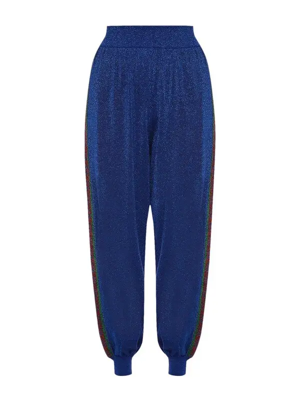 Gucci Wool Lamé Track Bottoms - Blue