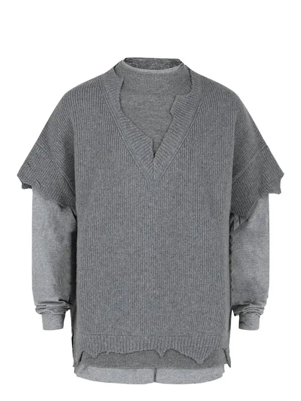 Givenchy Wool Cut And Layer Sweater - Grey