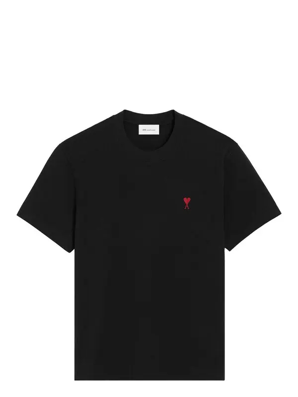 Ami Quota Red De Coeur T-shirt - Black