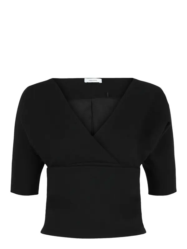 FERRAGAMO Layered Wool-blend Blouse - Black
