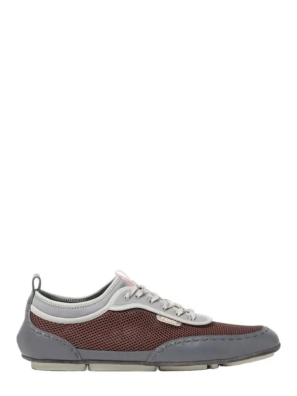 Fendi Mesh And Leather Sneakers - Grey