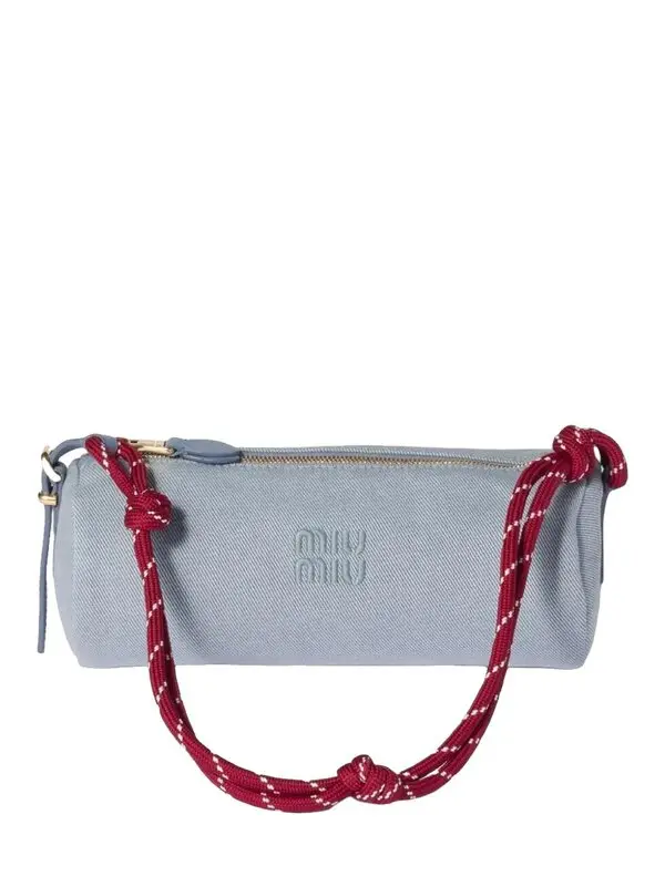 Miu Miu Gabardine Pouch With Woven Tape Wristlet - Blue