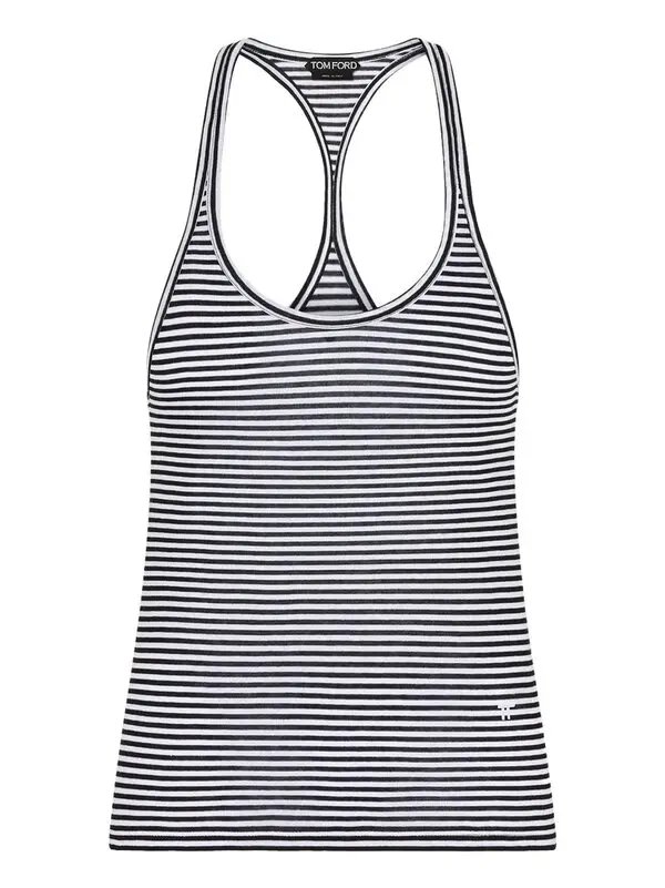 TOM FORD Striped Viscose Tank Top - Black