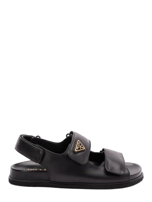 Prada Touch-strap Leather Sandals - Black