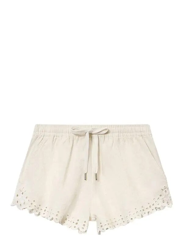 MARANT ETOILE Balyme Openwork Embroidery Cotton Shorts - White