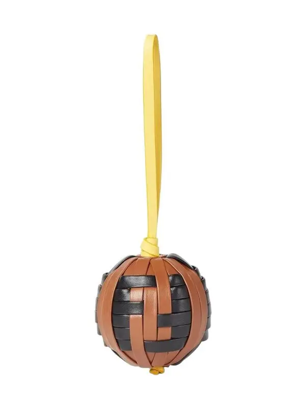 Fendi Ff Sphera Woven Leather Charm - Black