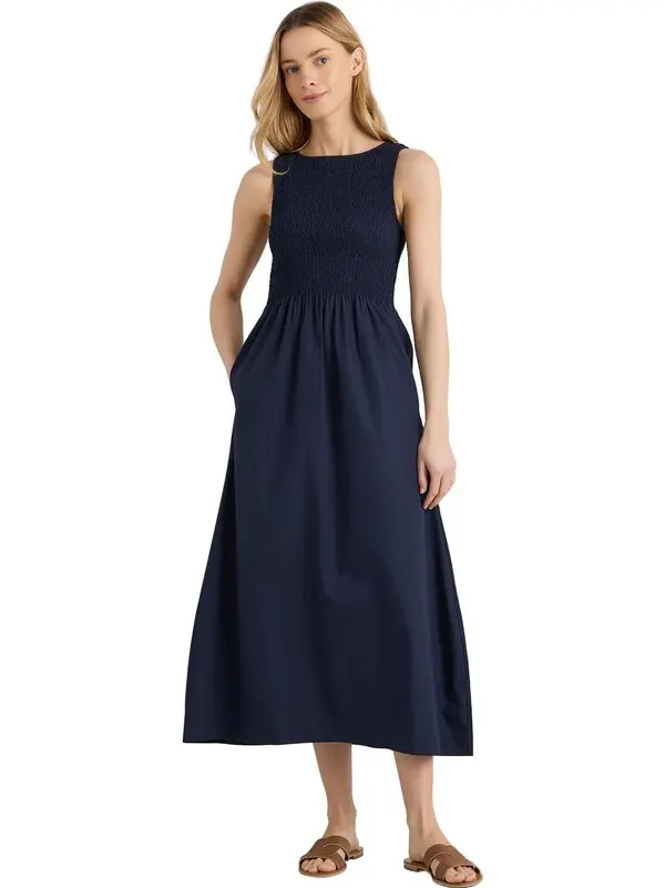 Quince Poplin Boat Neck Maxi Dress - Navy