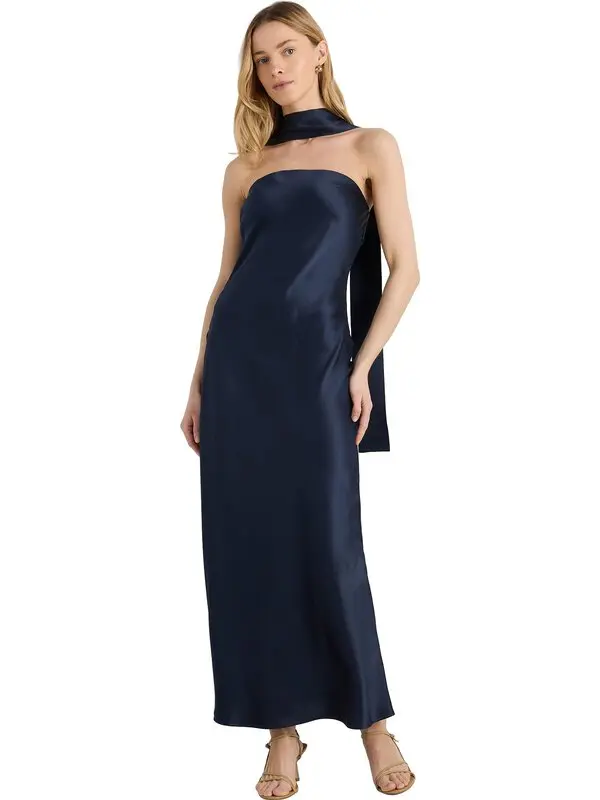Quince Strapless Scarf Maxi Dress - Navy