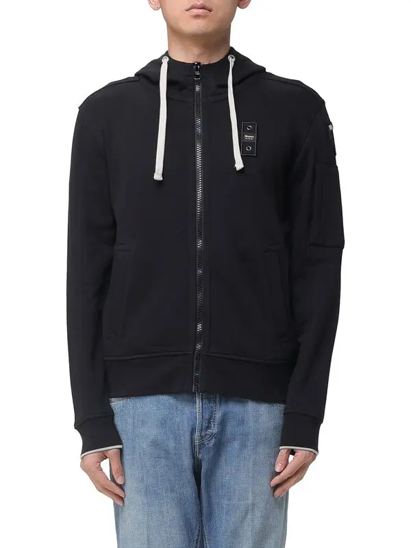 BLAUER. Cotton Hoodie With Logo - Black