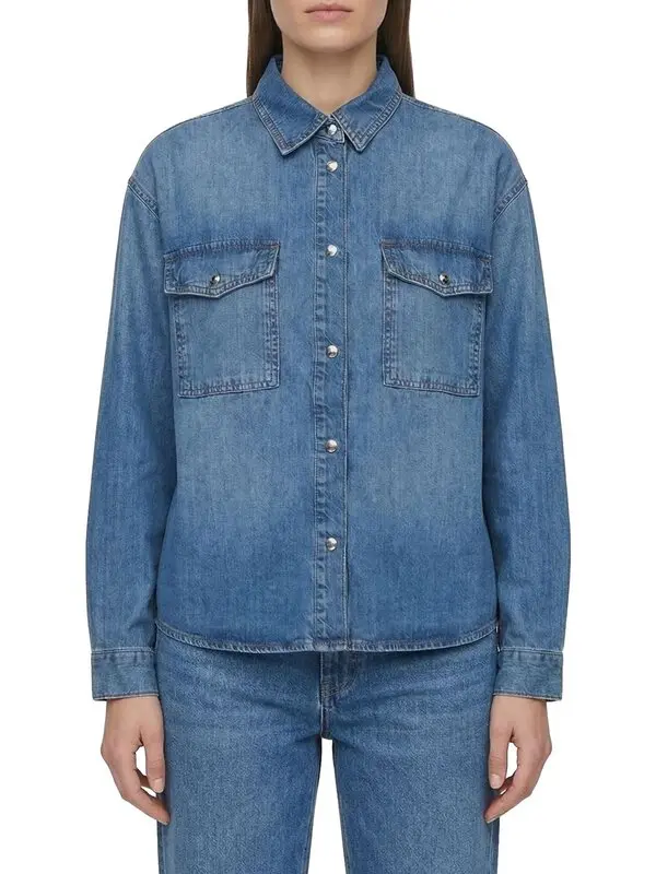 ANINE BING Cotton Denim Shirt - Blue