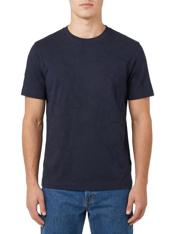 Emporio Armani Crew Neck Cotton And Silk Blend T-shirt - Blue