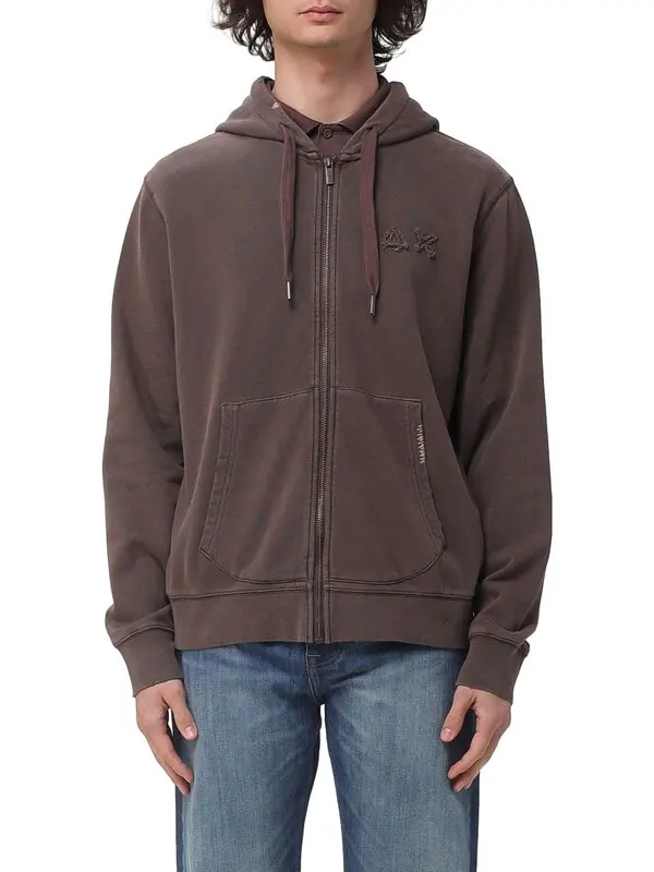 SUN 68 Cotton Zip-up Hoodie - Brown