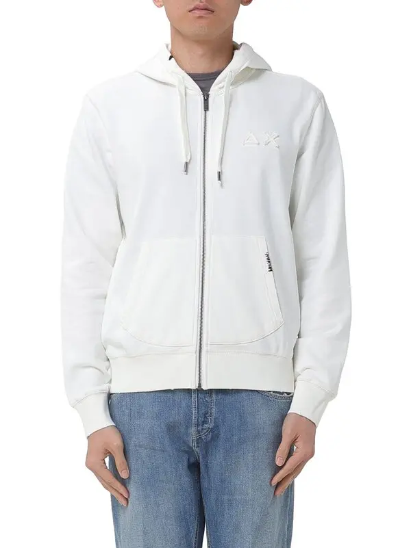 SUN 68 Cotton Zip-up Hoodie - White