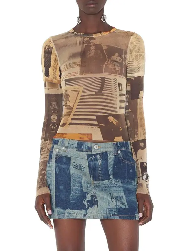 JEAN PAUL GAULTIER Long Sleeve Top - Beige