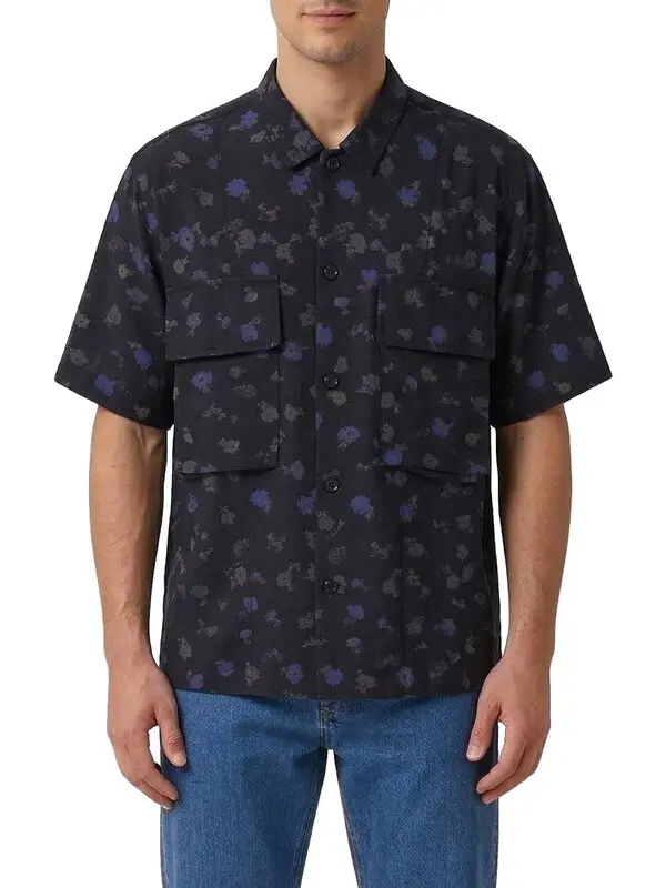 Sacai Floral Print Cotton Blend Shirt - Black