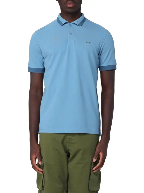 SUN 68 Cotton Logo Polo Shirt - Gnawed Blue