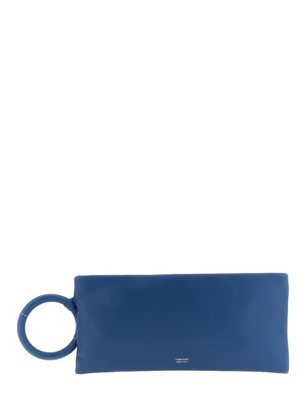 TOM FORD Aura Leather Clutch - Blue