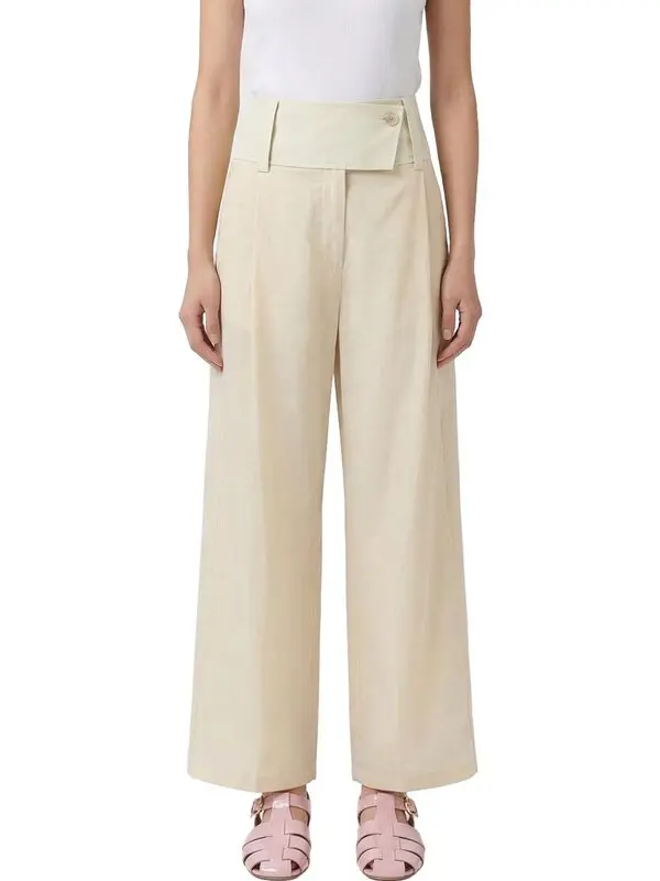 Sportmax Ferito Wide Leg Trousers In Silk Organza - Ecru