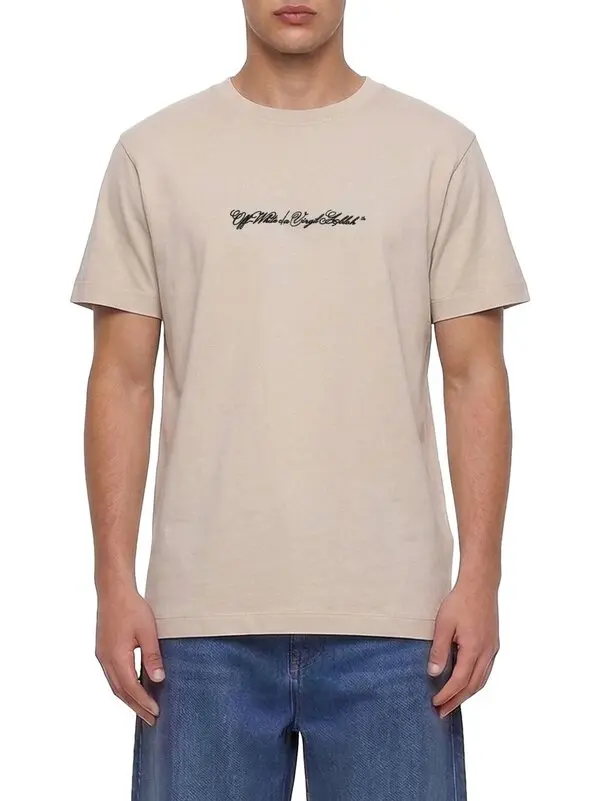 Off-White Cotton Crewneck T-shirt - Grey