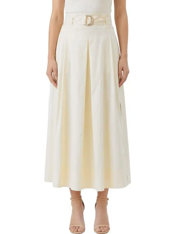 TWINSET Belted Midi Skirt - White