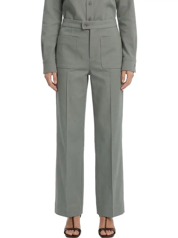 Soeur Cotton Straight Trousers - Green